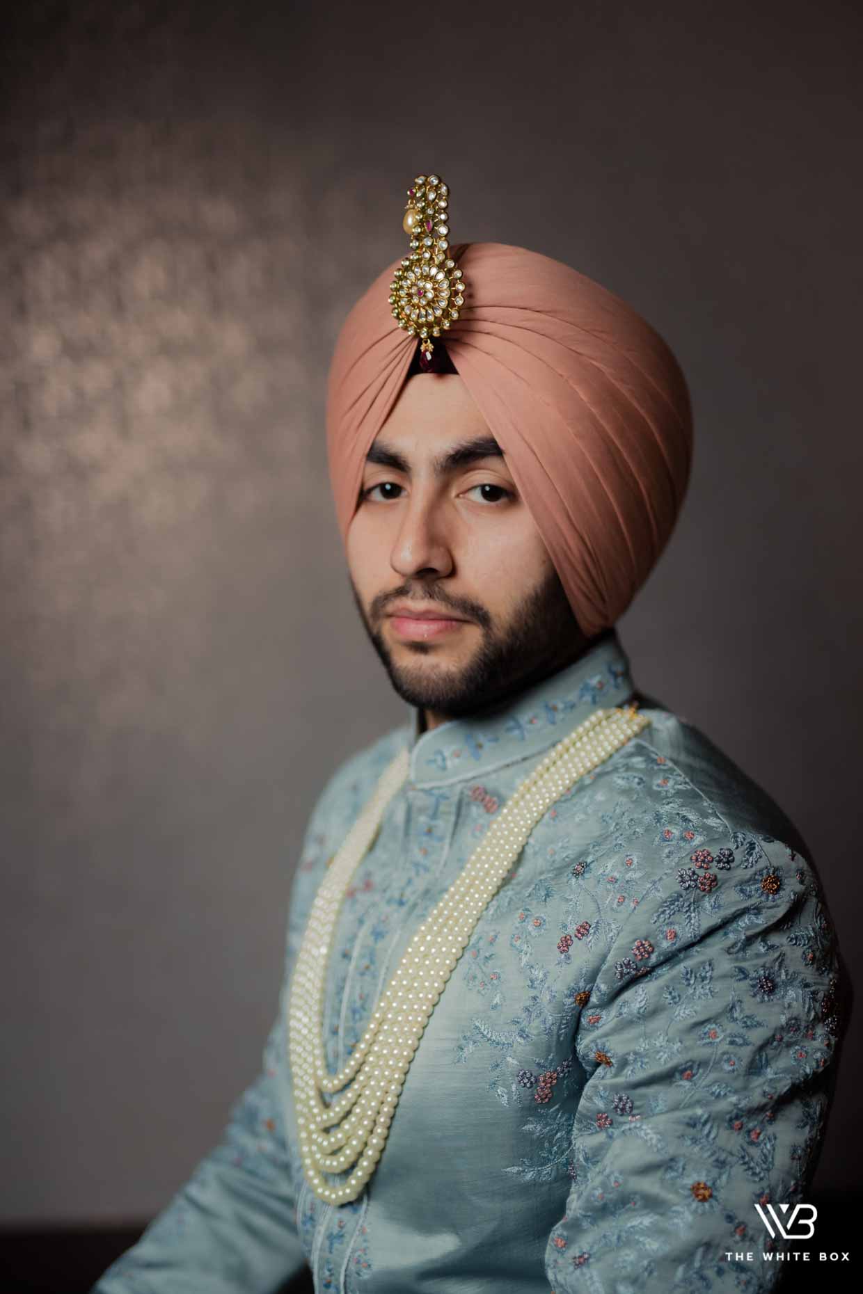 Inderveer In Ice Blue Sherwani Set